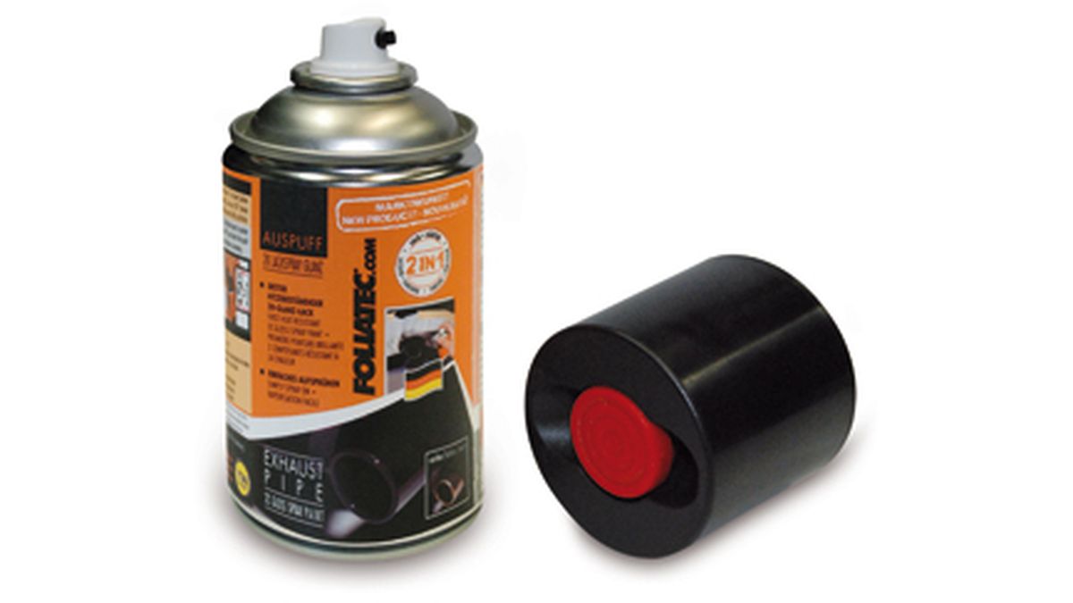 FOLIATEC 2C Spray Paint : Peinture d'échappement couleur noire brillante