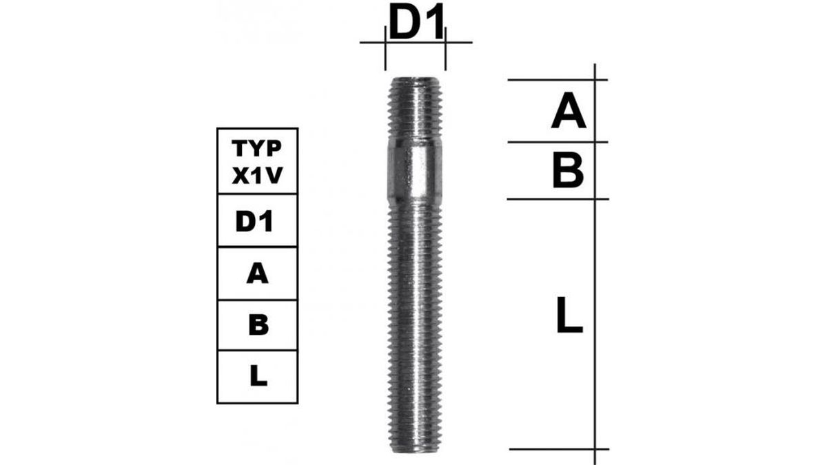 Goujon double filetage type X1V 12x150