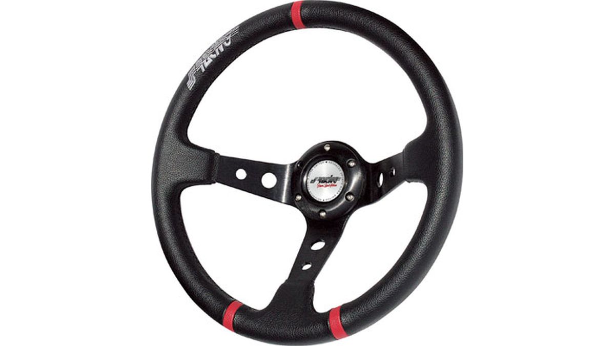 S-RACING Volant tulipé Gravel diam. 350mm en cuir éco noir/rouge